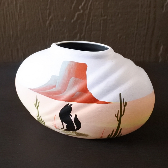 Vintage | Accents | Vintage Hand Painted Southwestern Landscape Mexico ...